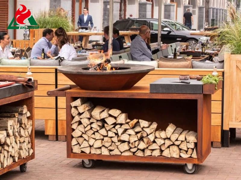 Hotels Fire table outdoor bbq grill-Corten Steel BBQ Grill