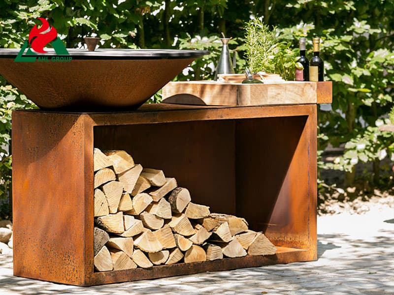 corten steel bbq grill garden use uk